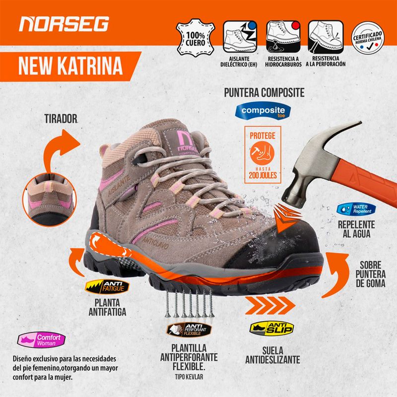 Botín de Seguridad Mujer New Elektra - Norseg | Calzado de seguridad